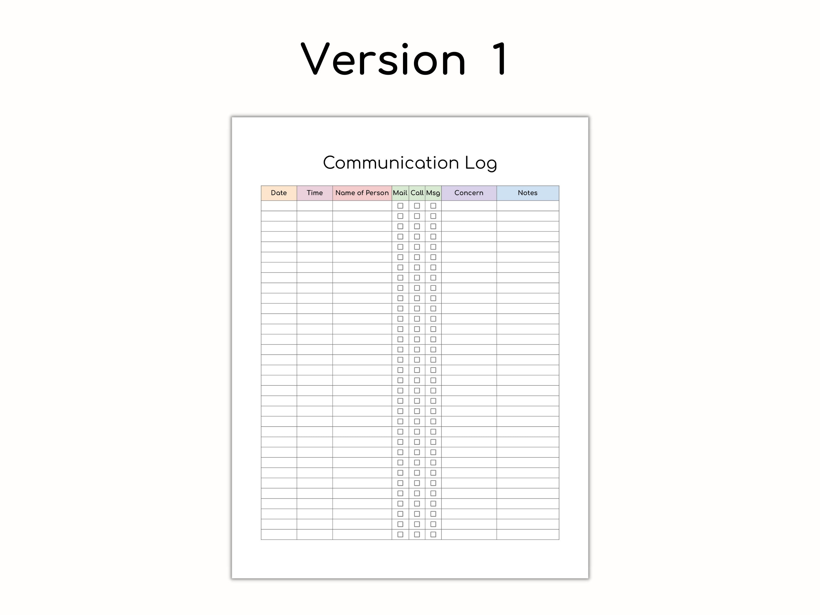Printable Communication Log, Parent Communication Log, Call Log ...