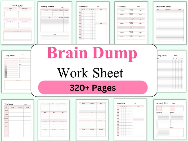 Editable ADHD Brain Dump Template, ADHD Daily Planner, Productivity ...