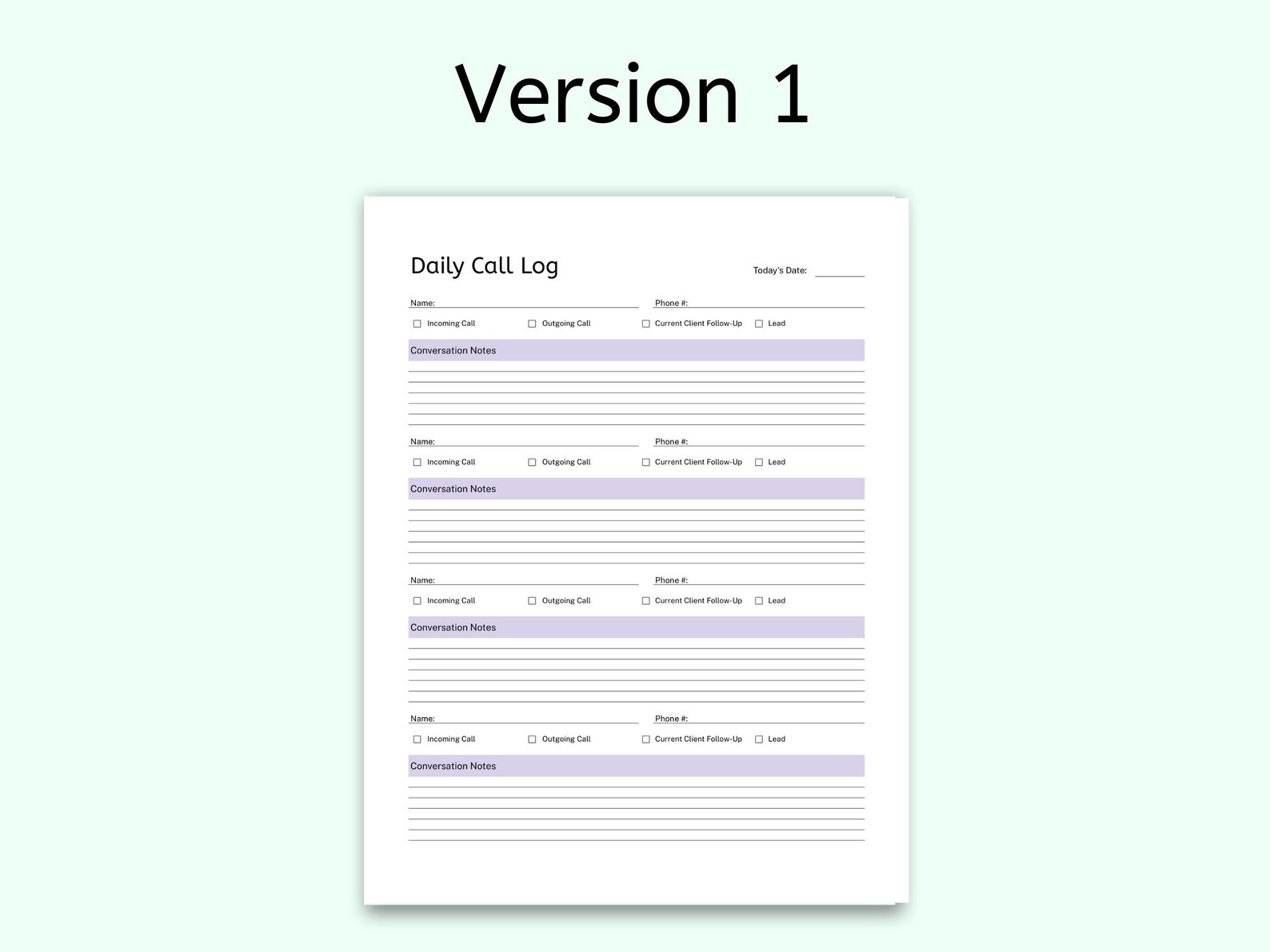 Printable Daily Call Log, Communication Log, Call Back Tracker, Missed ...