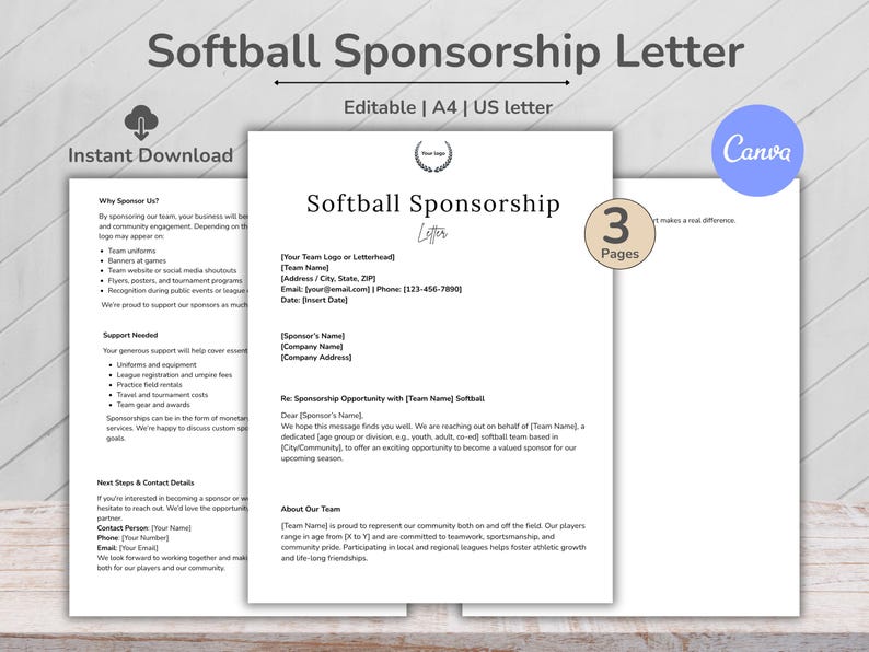 Softball Sponsorship Letter Template, Sponsorship Proposal, Sponsorship ...