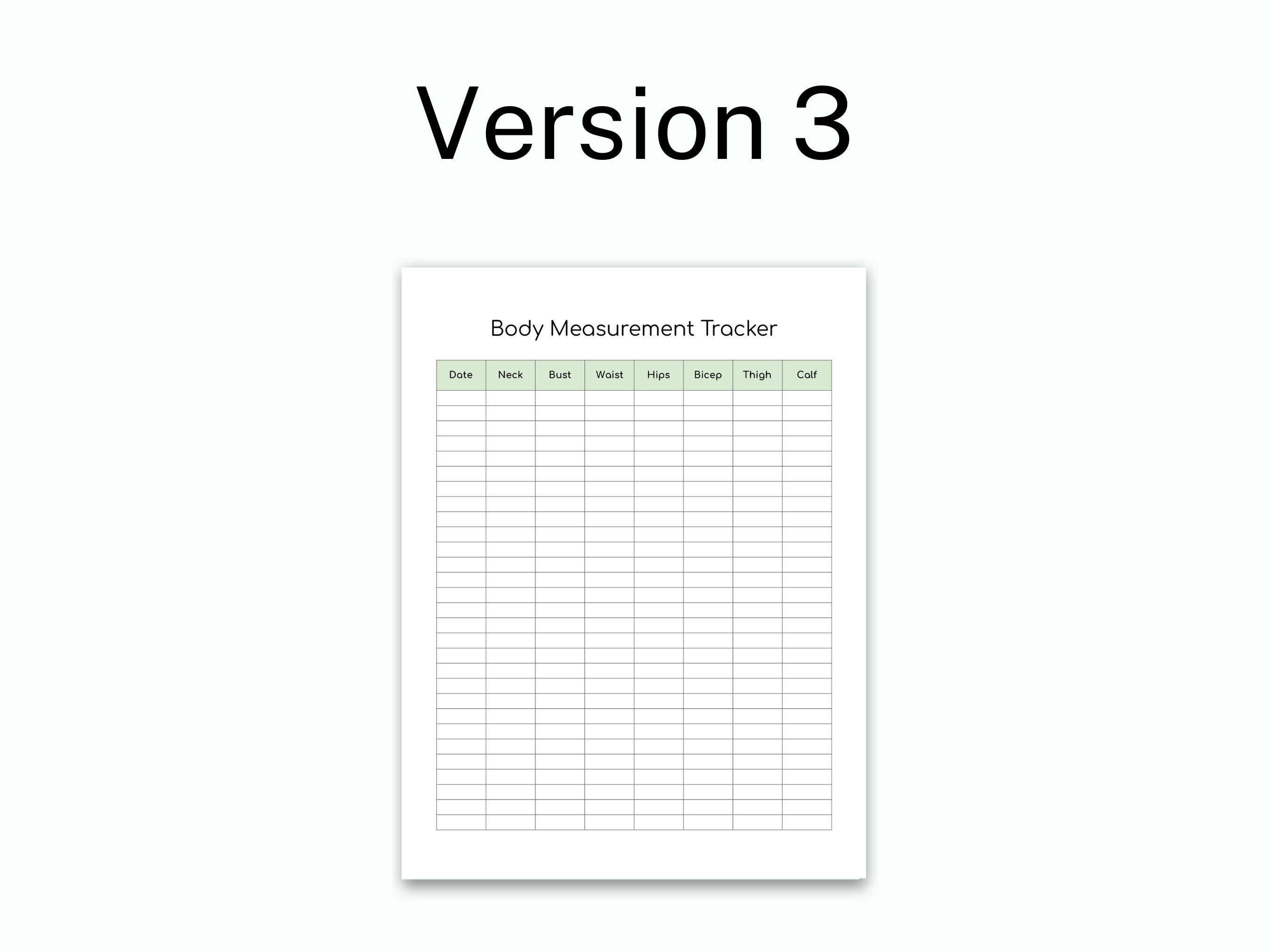 Weight Loss Tracker Printable Body Measurement Tracker, Fitness Tracker ...