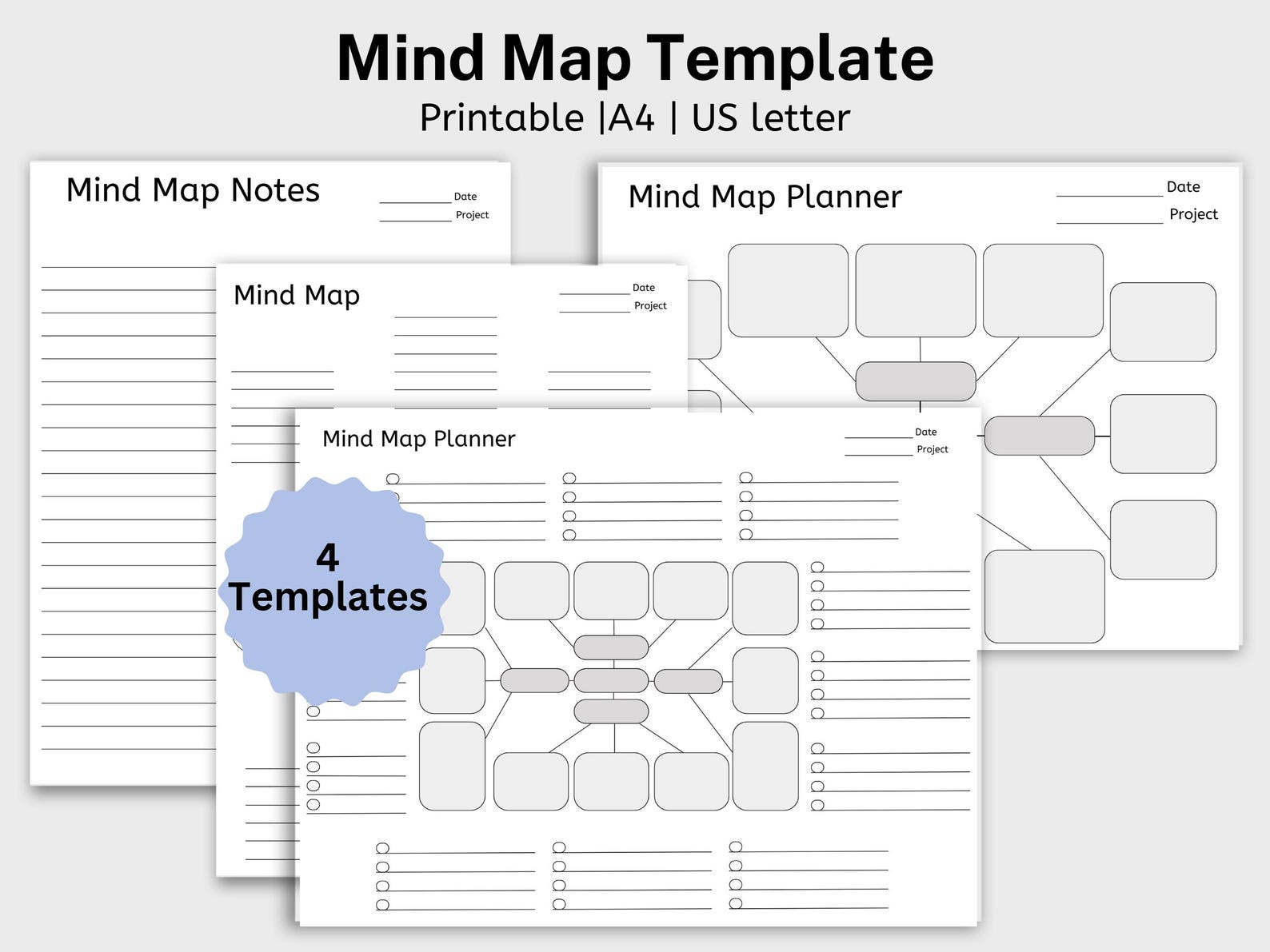 Mind Map Template, Concept Map Planner, Idea Map, Brain Dump Printable ...