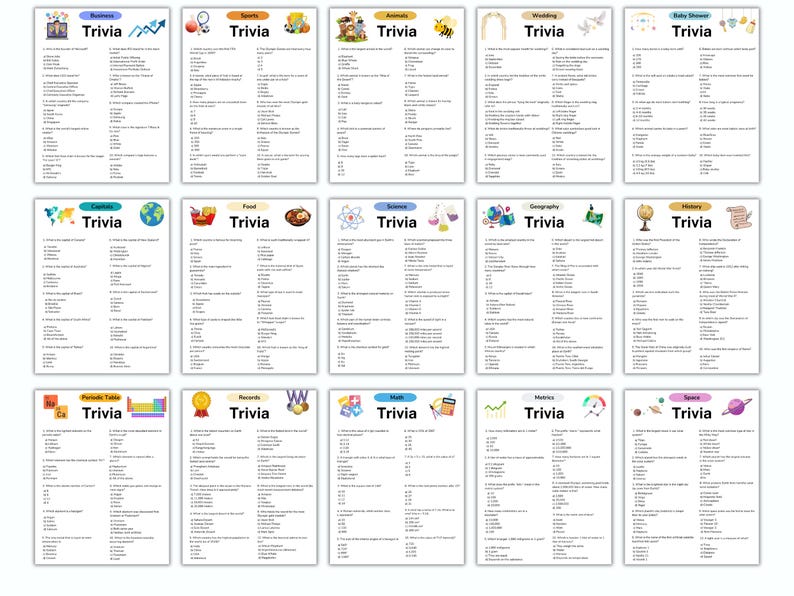 Pub Trivia Games Bundle, Holiday Trivia Games, Thanksgiving Trivia ...
