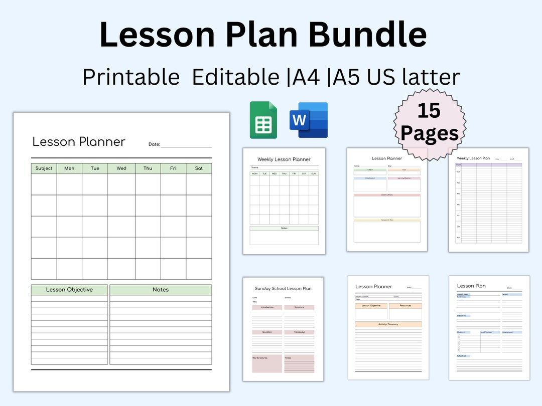 Printable Lesson Plan Template, Lesson Planner Bundle, Homeschool ...