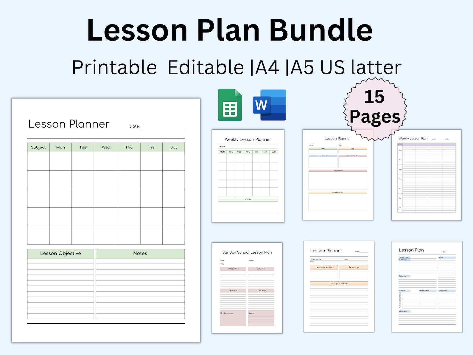 Printable Lesson Plan Template, Lesson Planner Bundle, Homeschool ...