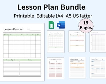 TEACHER Planner Printable | Fillable, 10+ Pg BUNDLE, Lesson Plan ...
