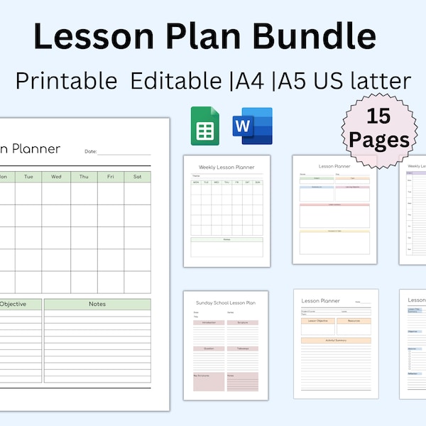 Lesson Plan Book Template - Etsy