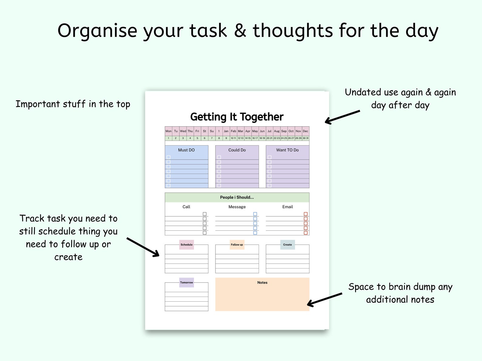 PRINTABLE Brain Dump Template, Thoughts Organizer, Brain Dump Journal ...