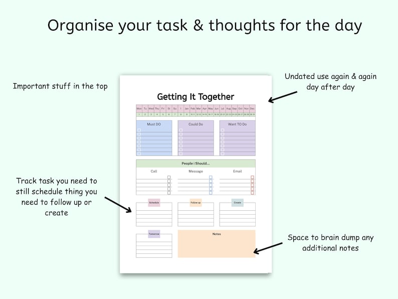PRINTABLE Brain Dump Template, Thoughts Organizer, Brain Dump Journal ...