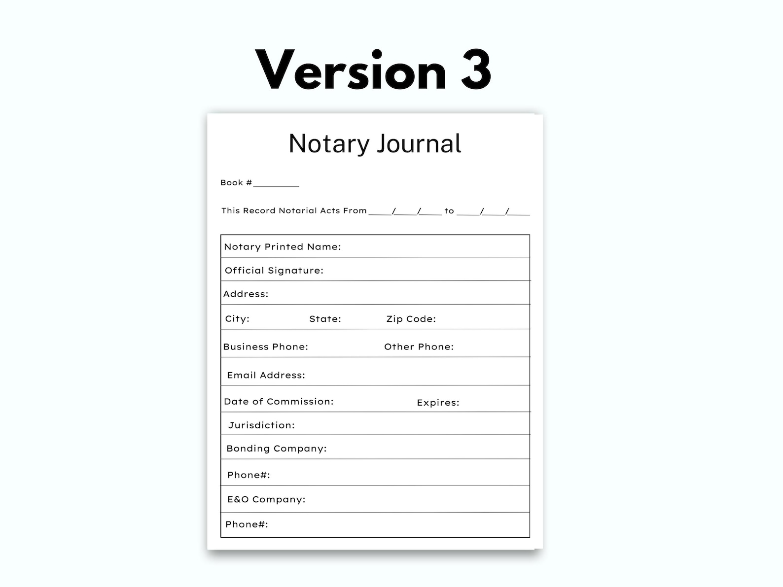 Notary Journal, Notary Business Template, Notary Gift, Notary Public ...