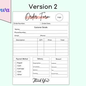 Custom Order Form Template, Purchase Order Form Template, Order Form ...