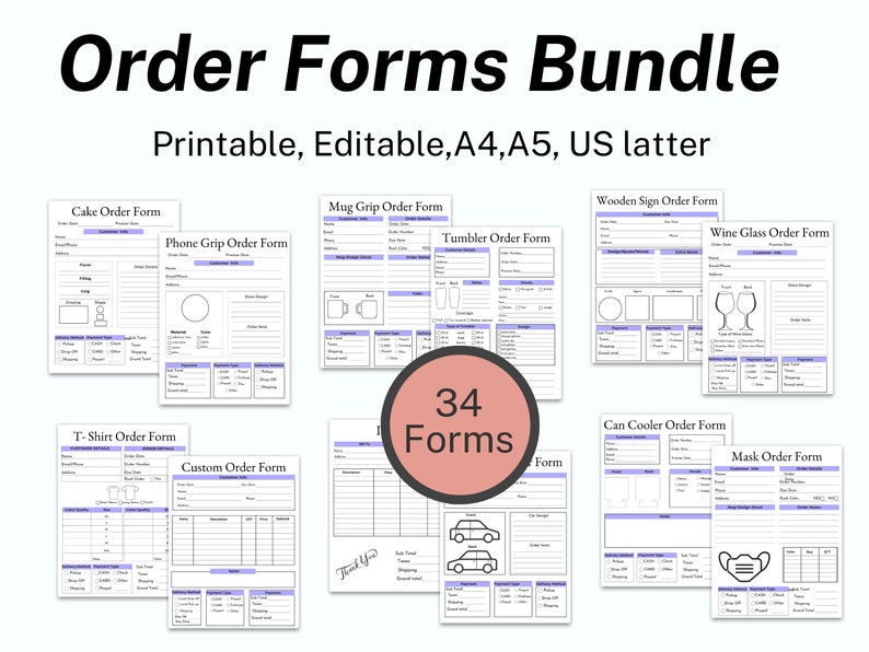 Small Business Order Forms Template Bundle, Crafters Business Order ...