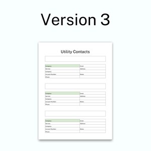 Utility Contacts Template Printable, Utility Service Address Book ...