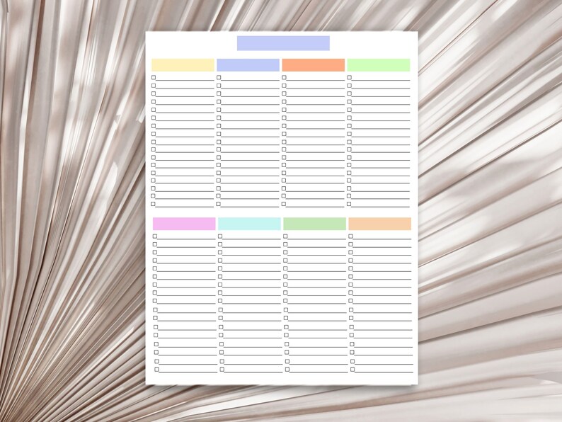 Master Task List Printable, Blank Checklist Template, Master to Do List ...