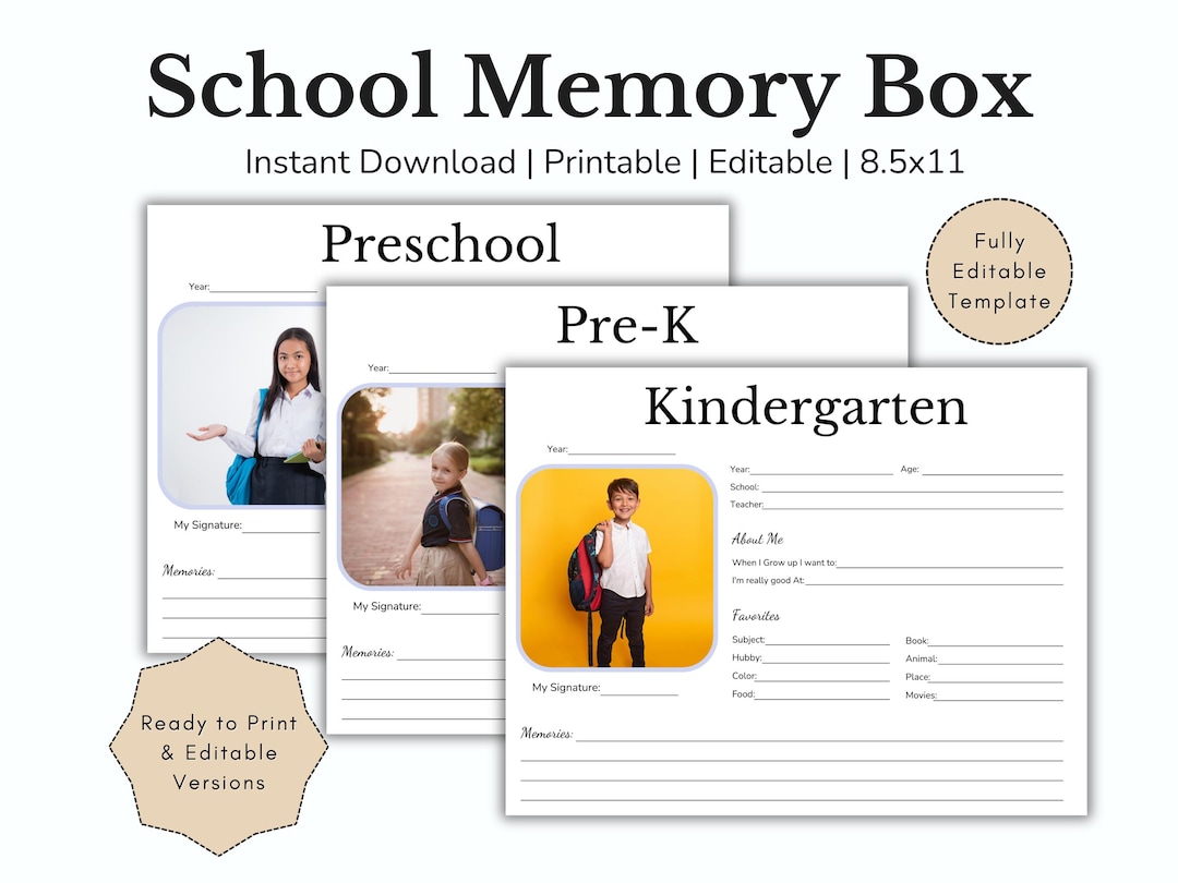 School Memory Box, School Keepsake Box, School Years Pages, Memory Box ...