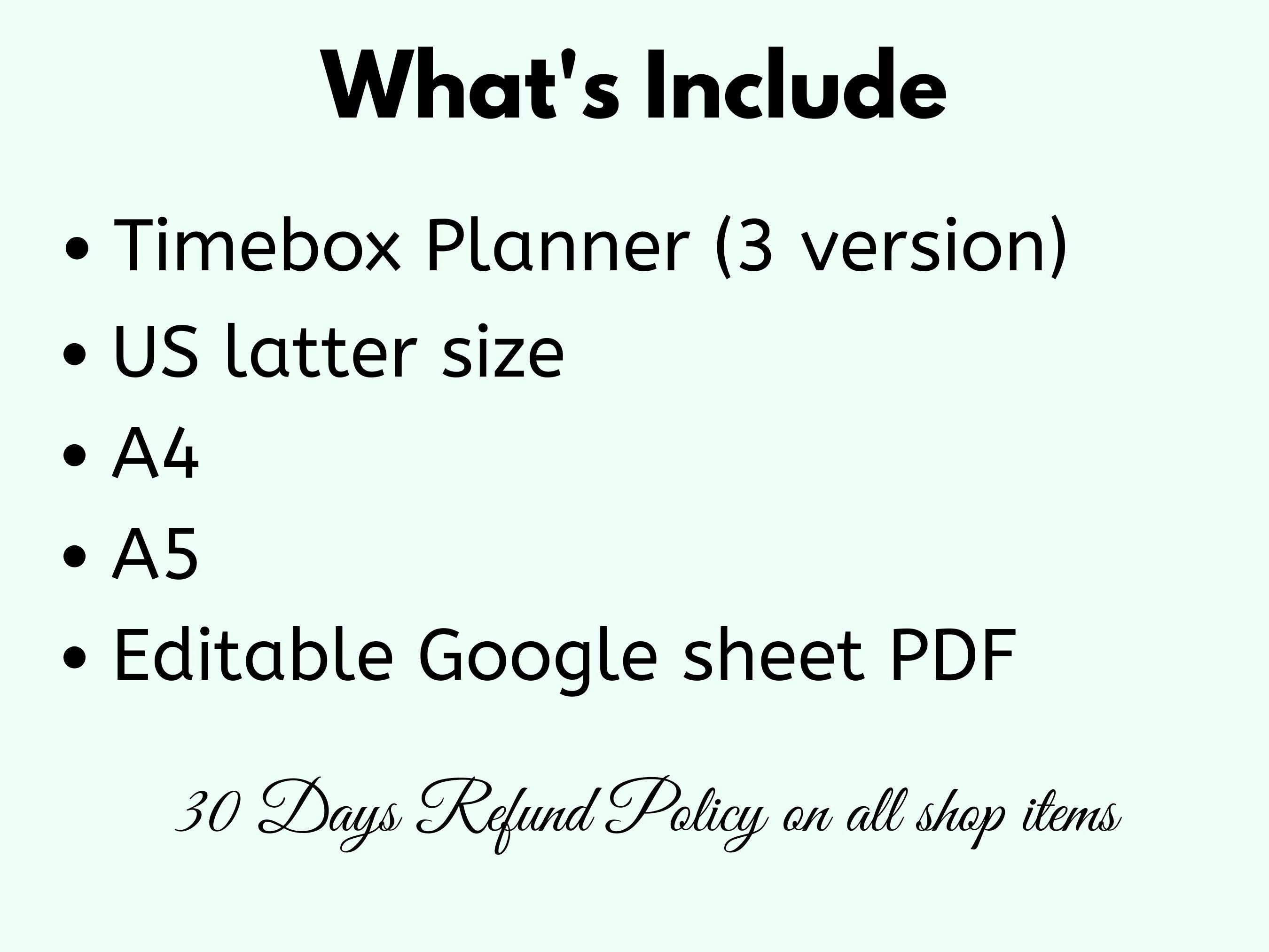 Timebox Planner Printable, Time Boxing Template, Time Tracker Editable ...