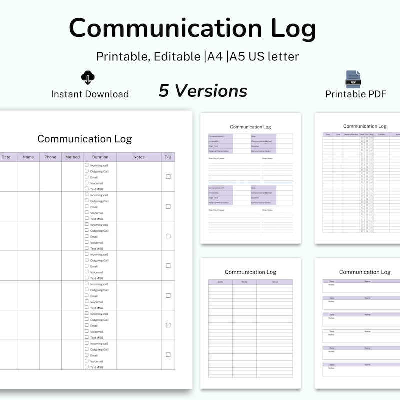 Daily Work Log Template - Etsy