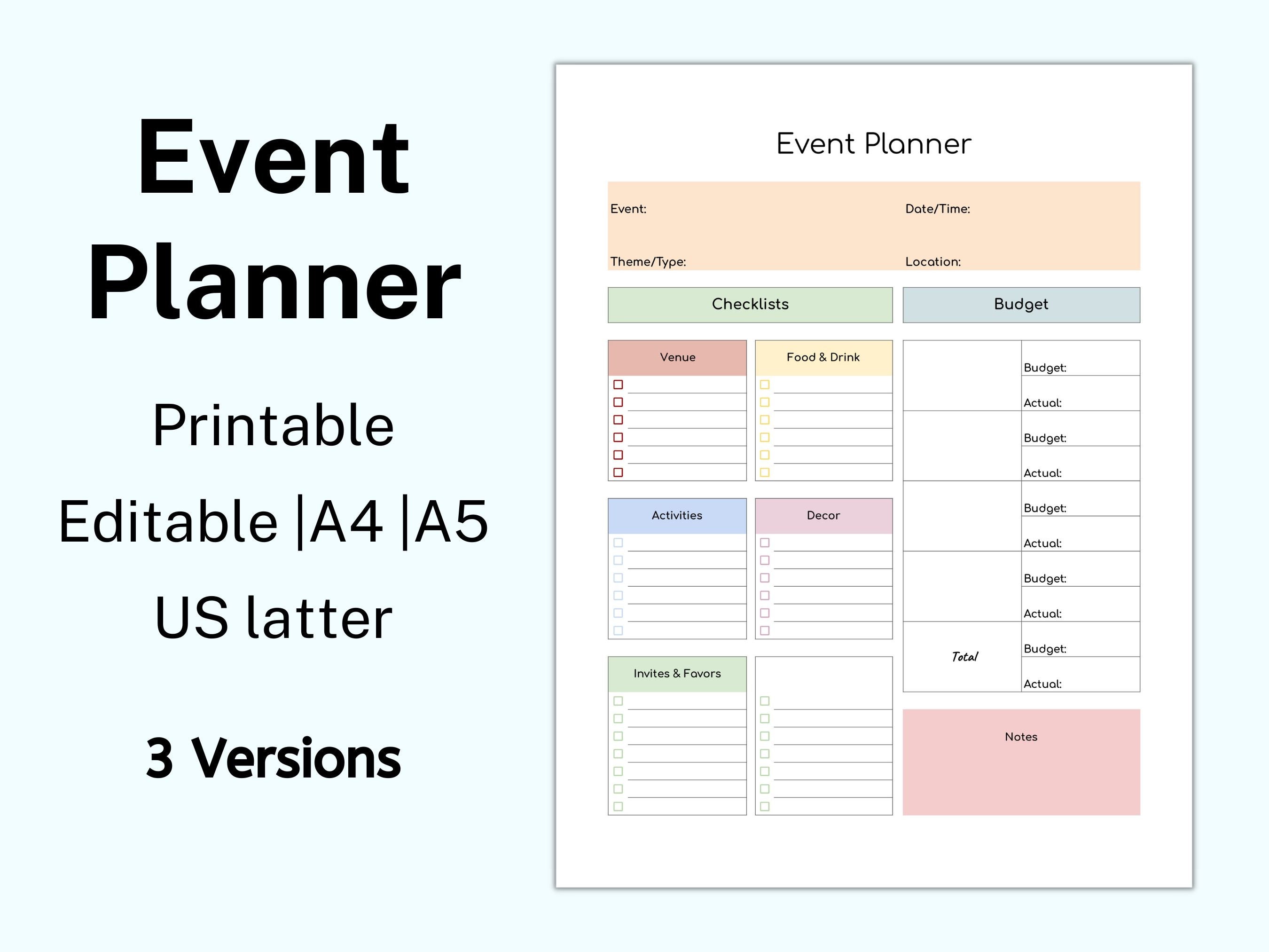 Event Planner Template Printable, Party Event Planning, Wedding ...