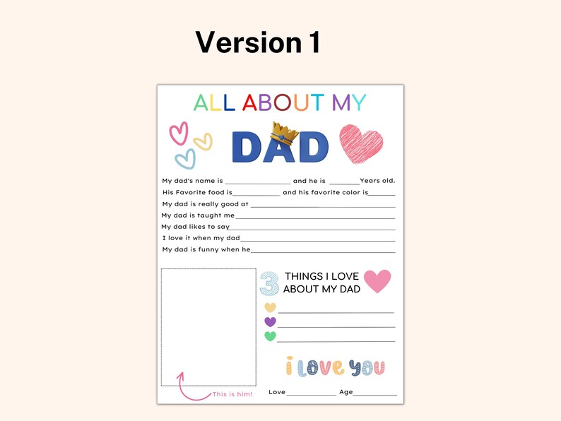 All About My DAD Template, Dad Questionnaire, Fathers Day Gift From ...