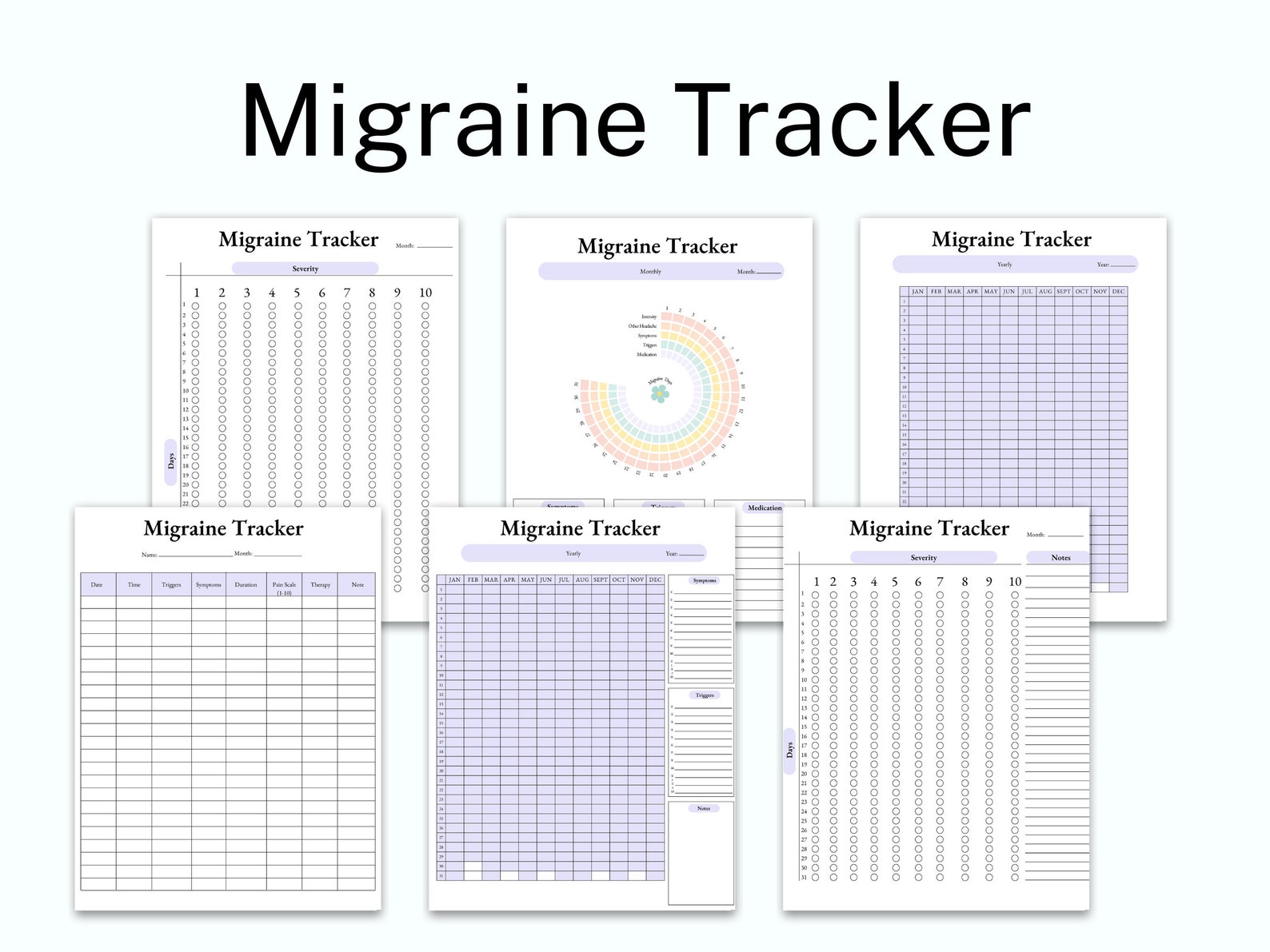 Migraine Tracker Printable, Symptom Tracker, Headache Diary, Daily ...