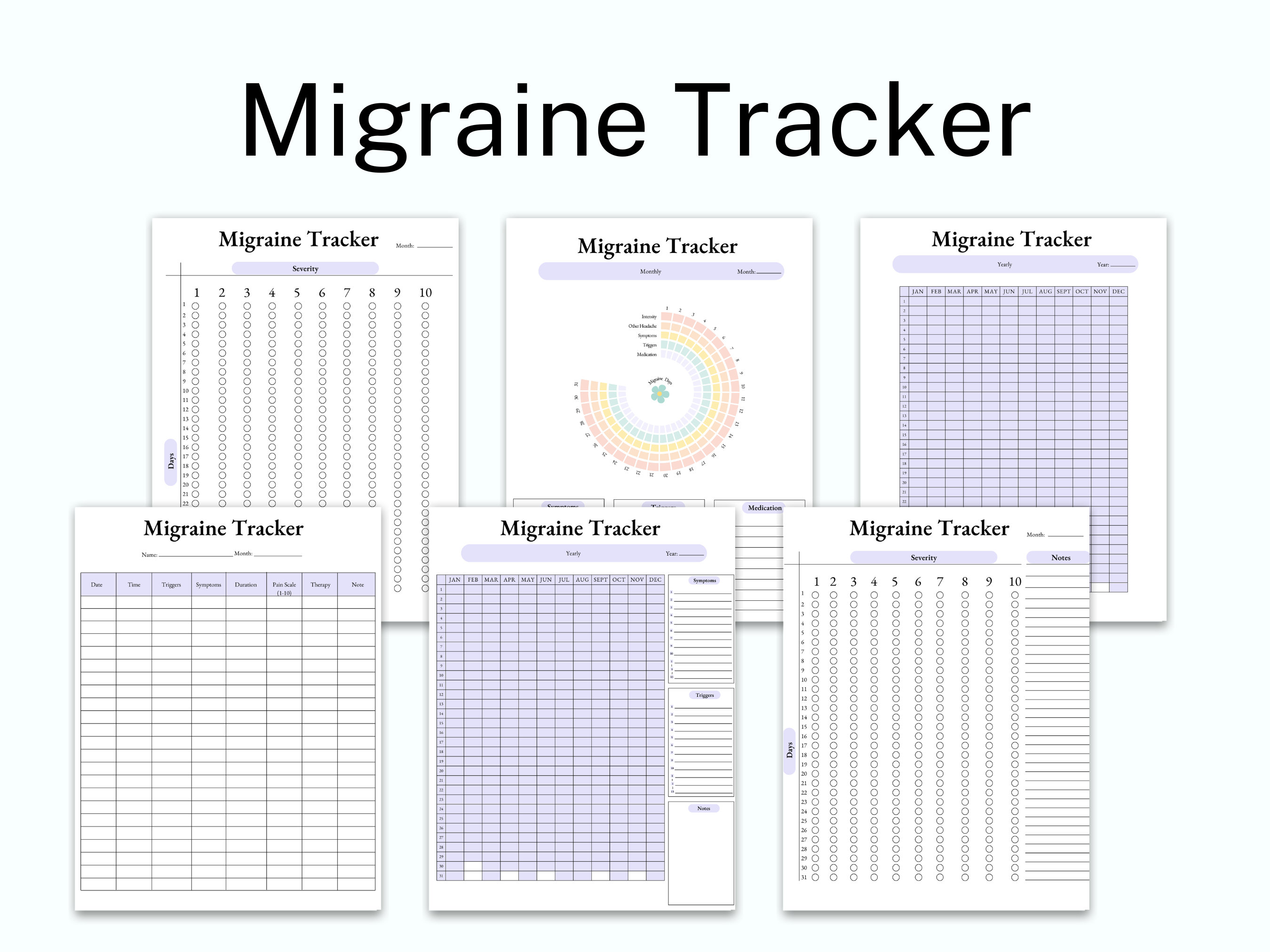 Migraine Tracker Printable, Symptom Tracker, Headache Diary, Daily ...