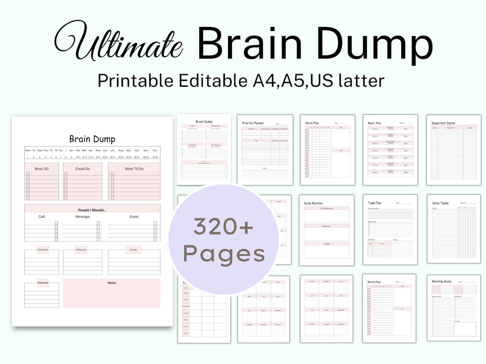 Brain Dump Template Printable, ADHD Brain Dump, Thoughts Organizer ...
