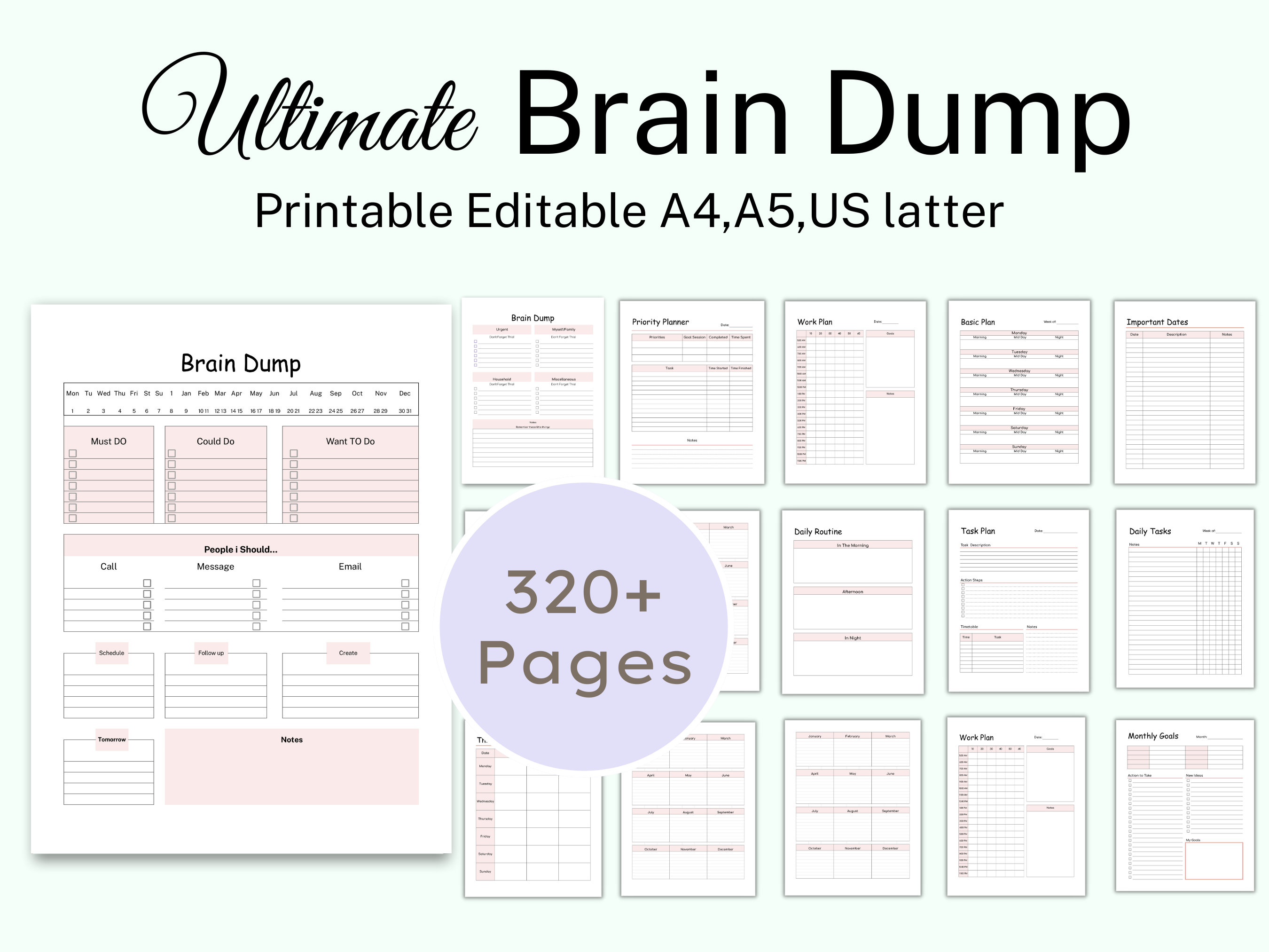 Brain Dump Template Printable, ADHD Brain Dump, Thoughts Organizer ...