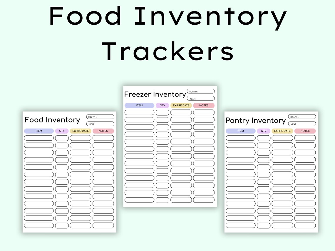Editable Food Inventory Tracker, Kitchen Inventory, Pantry Inventory ...