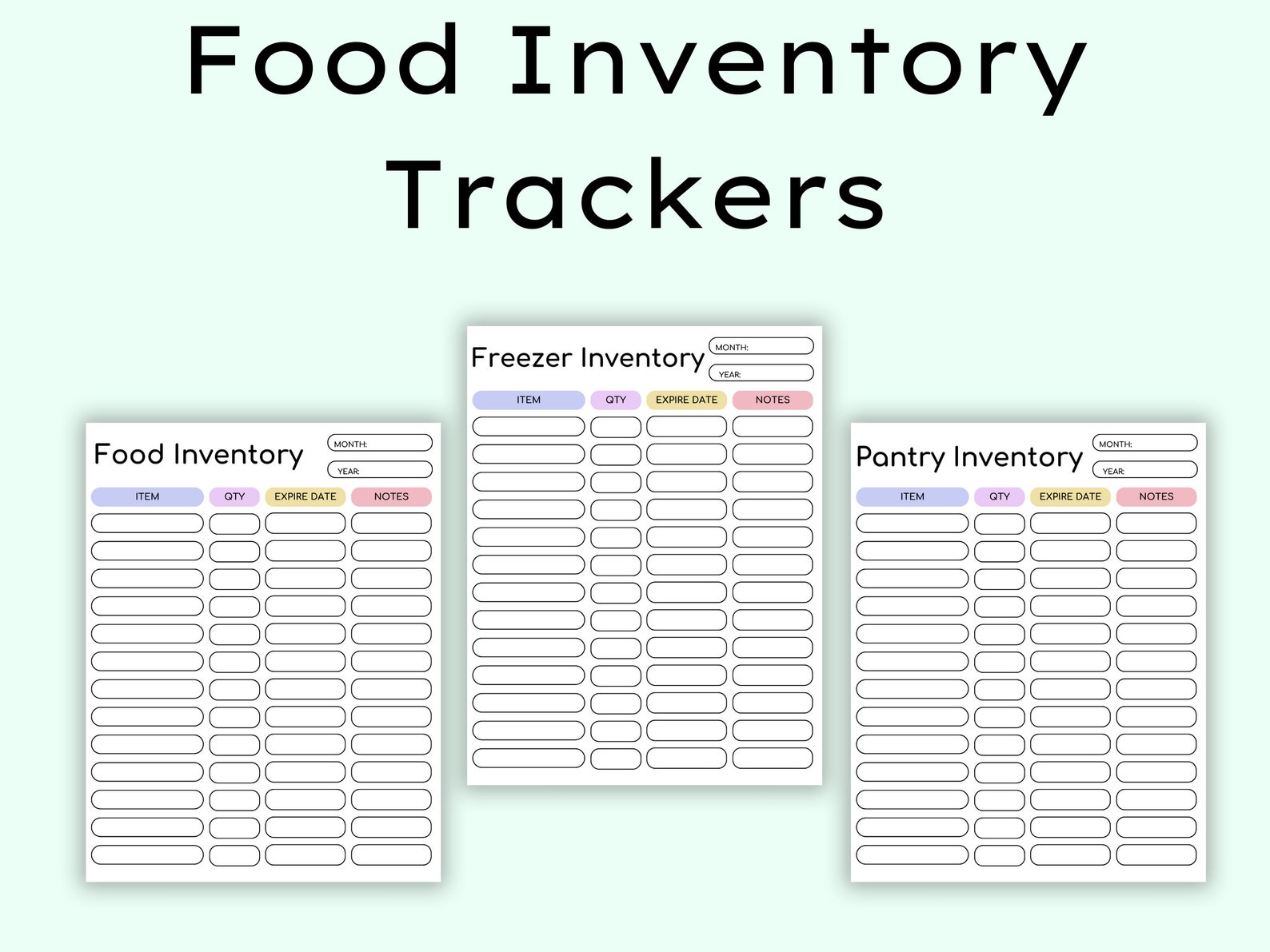 Editable Food Inventory Tracker, Kitchen Inventory, Pantry Inventory ...