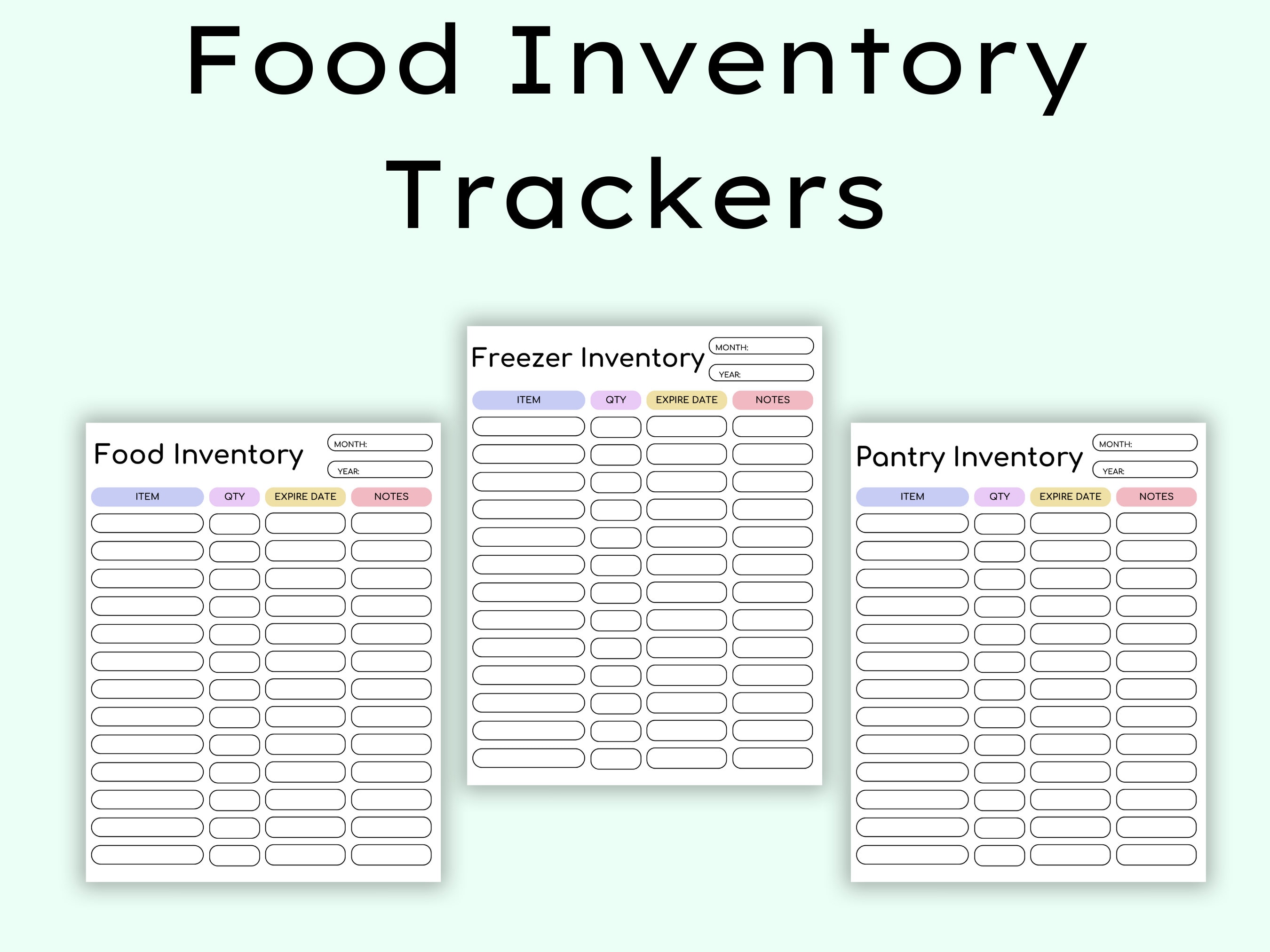 Editable Food Inventory Tracker, Kitchen Inventory, Pantry Inventory ...