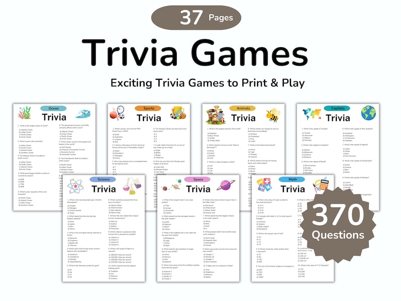 Pub Trivia Games Bundle, Holiday Trivia Games, Thanksgiving Trivia ...