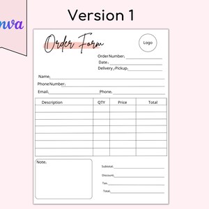 Order Form Editable, Crafters Order Form Template, Etsy Shop Craft ...