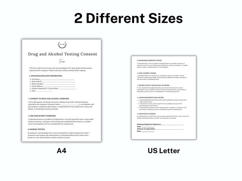 Editable Drug and Alcohol Testing Consent Form Template, Testing ...