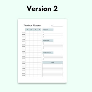 Timebox Planner Printable, Time Boxing Template, Time Tracker Editable ...