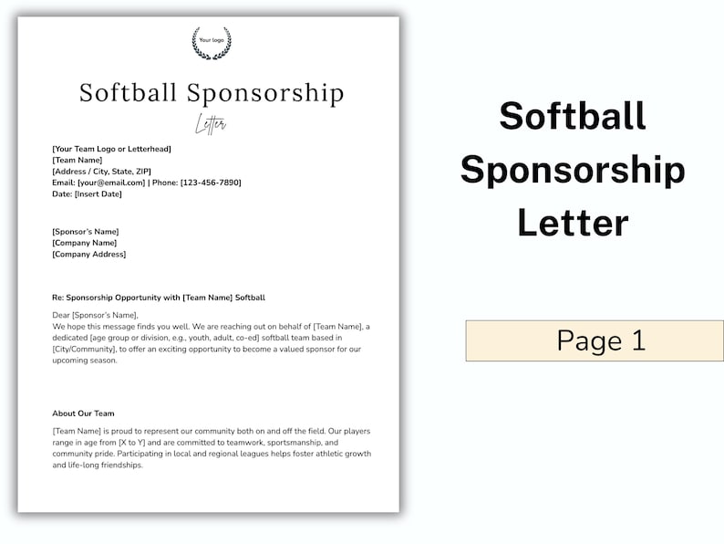 Softball Sponsorship Letter Template, Sponsorship Proposal, Sponsorship ...