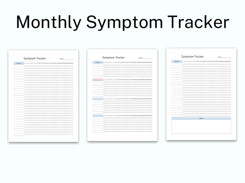 Symptom Tracker Printable, Medical Binder, Daily Symptom Journal ...