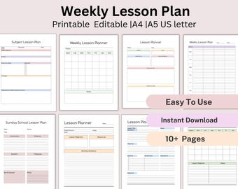 TEACHER Planner Printable | Fillable, 10+ Pg BUNDLE, Lesson Plan ...