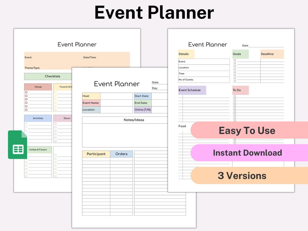 Event Planner Template Printable, Party Event Planning, Wedding ...