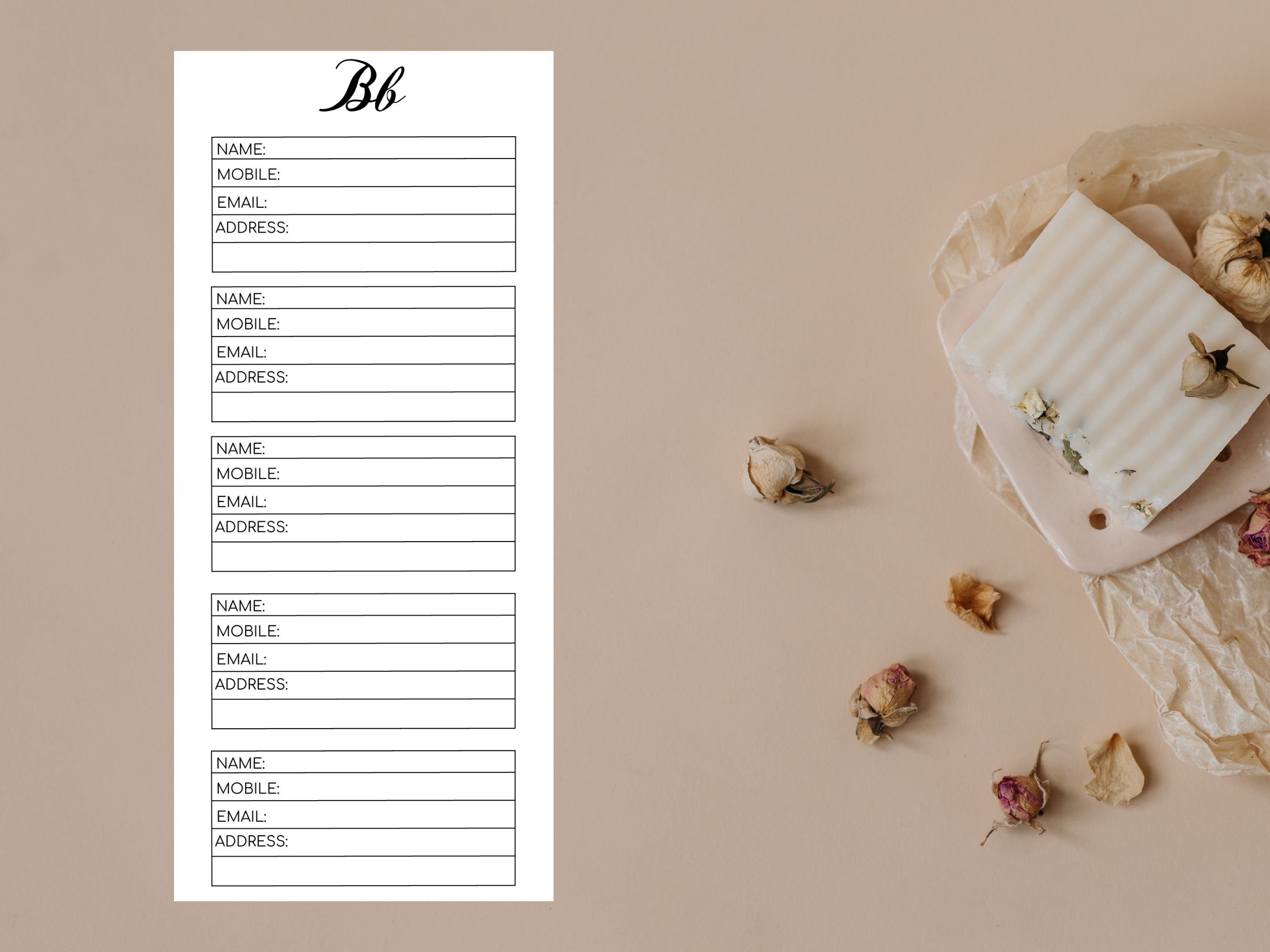 Refillable Address Book Google Sheet, Address Book Printable, Contacts ...