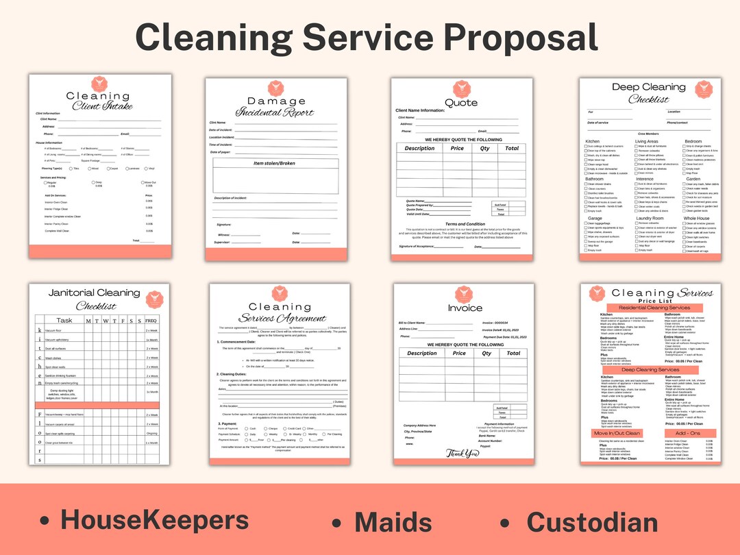 Cleaning Services Contract Bundle, Deep Cleaning Service Checklist ...