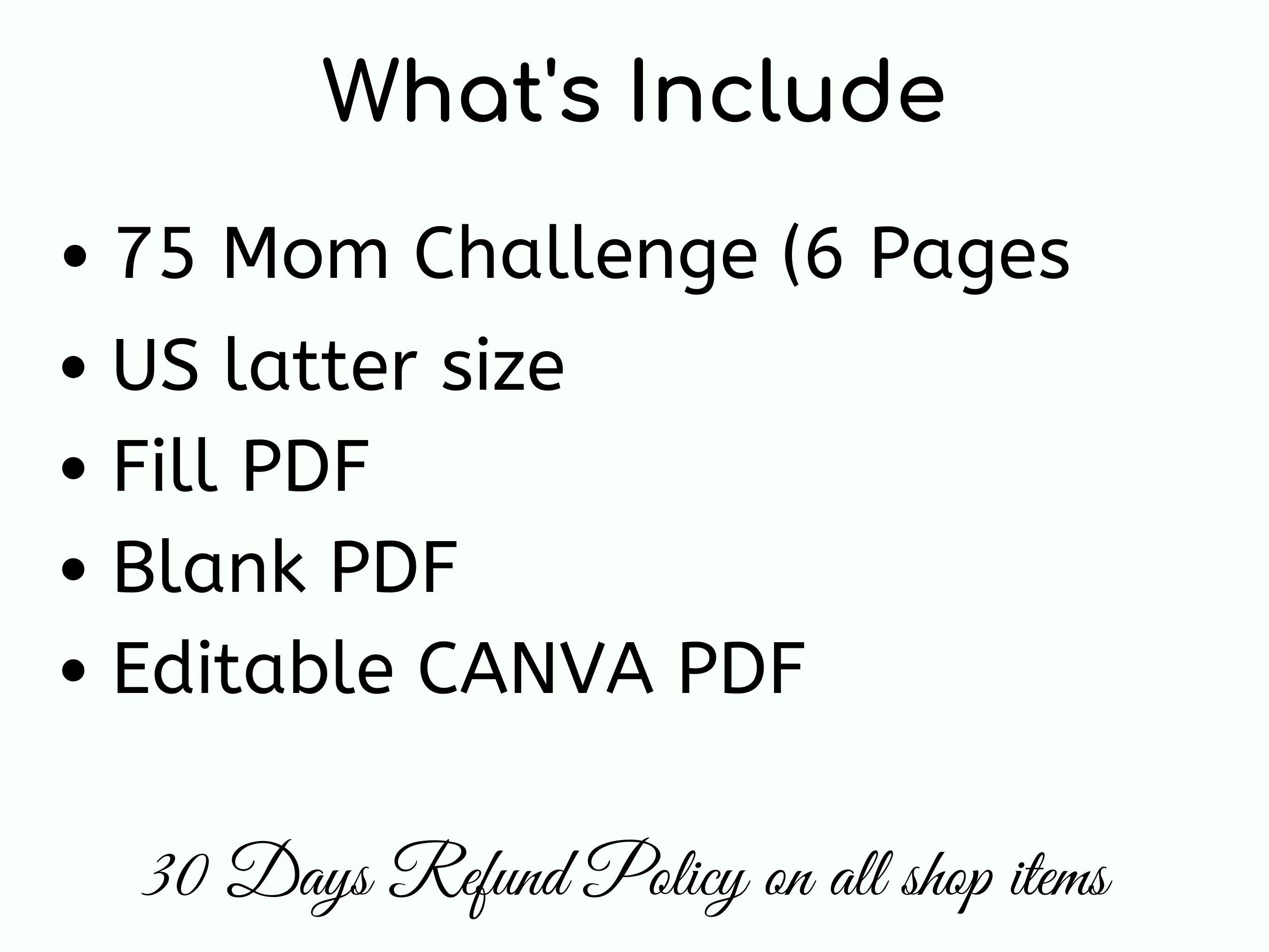 EDITABLE 75 Soft MOM Challenge Tracker Bundle, Daily 75 Soft Challenge Journal, Mom Challenge ...