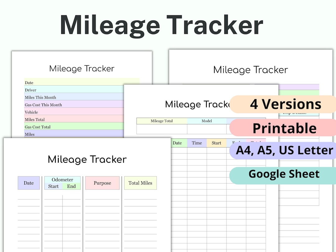 Printable Mileage Tracker, Mileage Log, Work Trip Miles Tracker ...