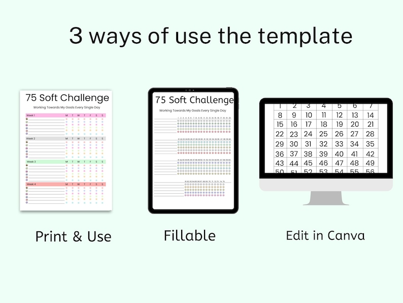 Editable 75 Soft Challenge Tracker, Daily 75 Soft Challenge Journal ...