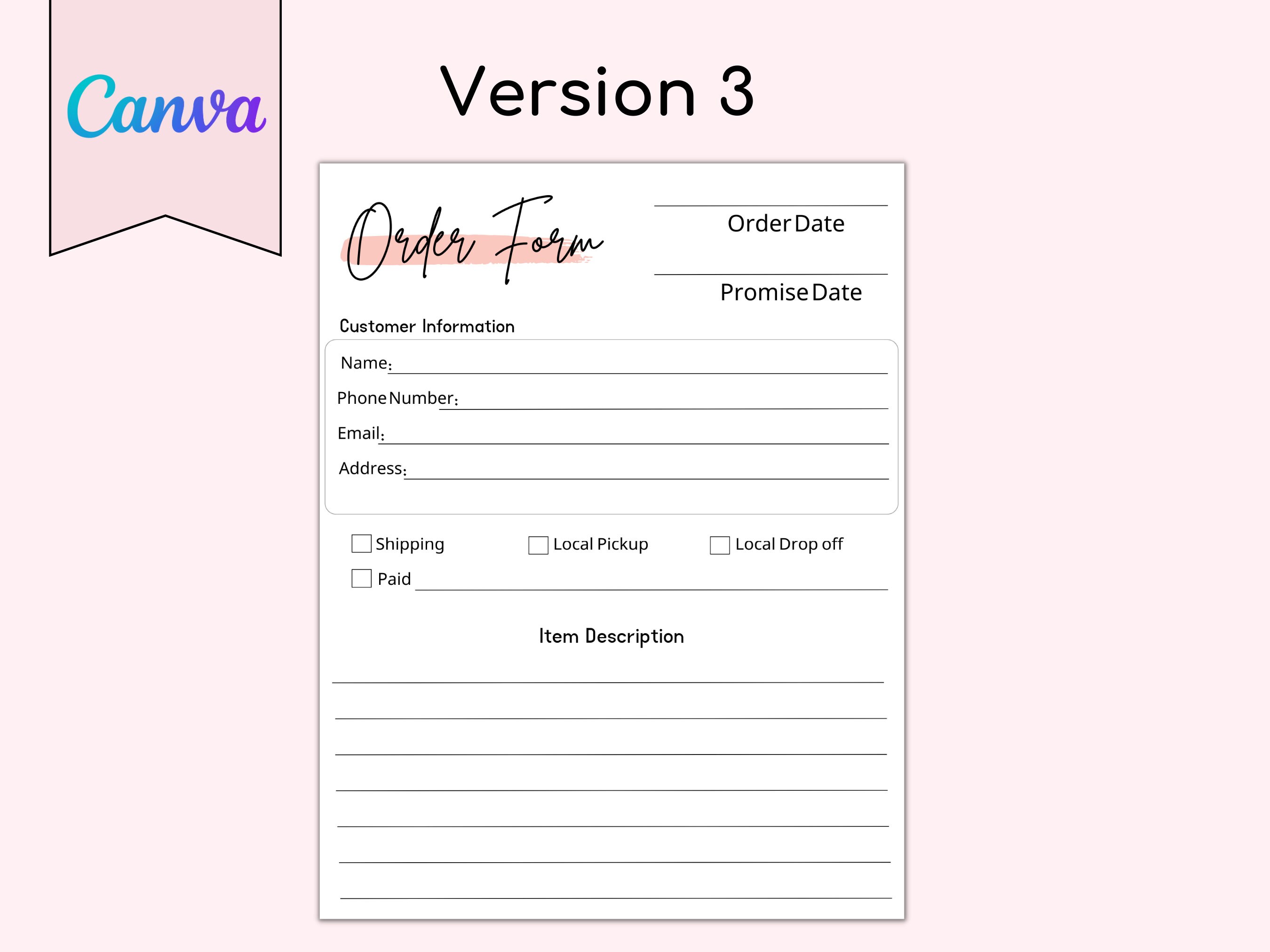 Order Form Editable, Crafters Order Form Template, Etsy Shop Craft ...