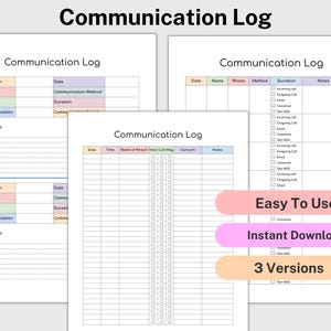 Printable Communication Log, Parent Communication Log, Call Log ...