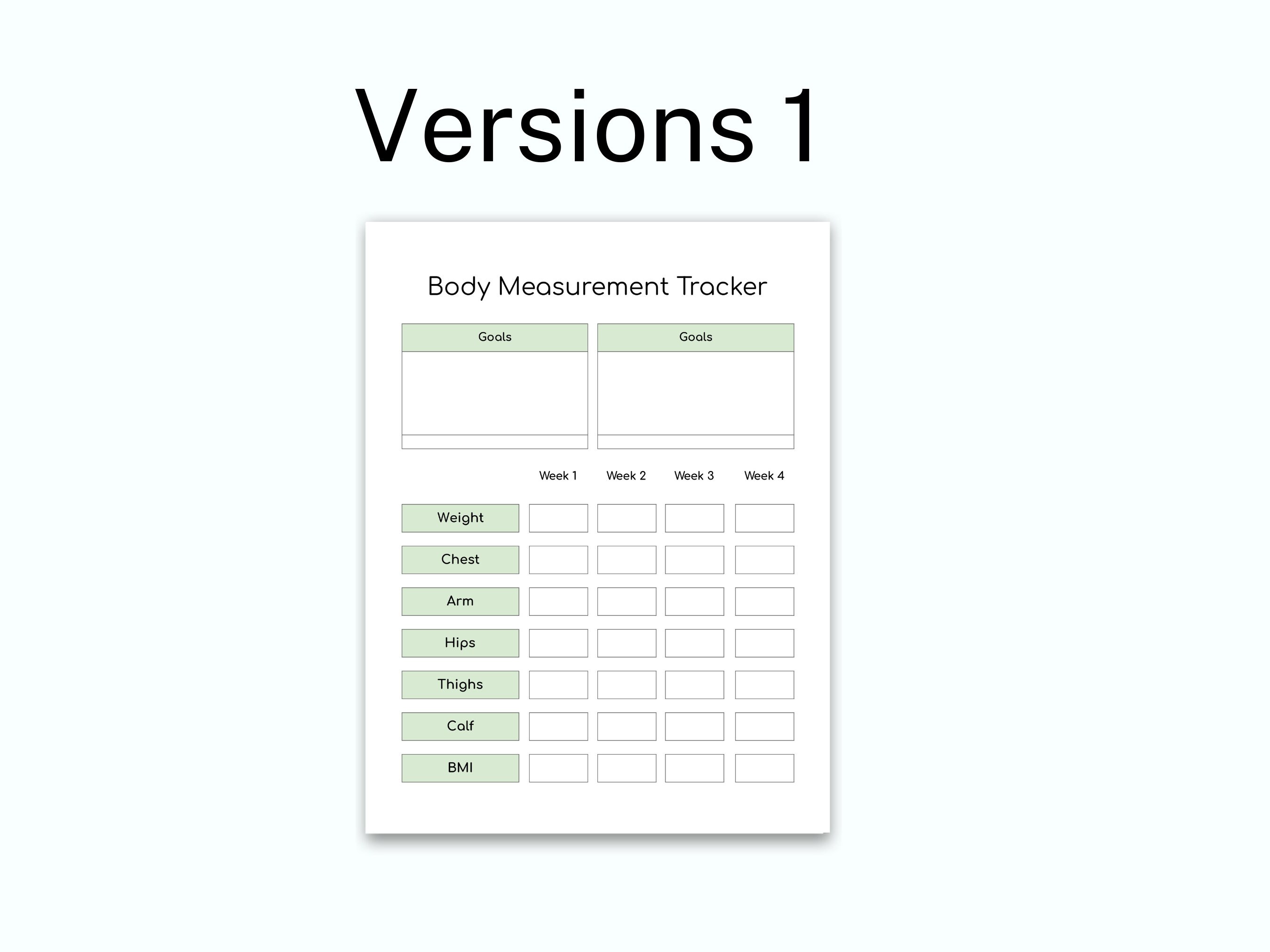Weight Loss Tracker Printable Body Measurement Tracker, Fitness Tracker ...