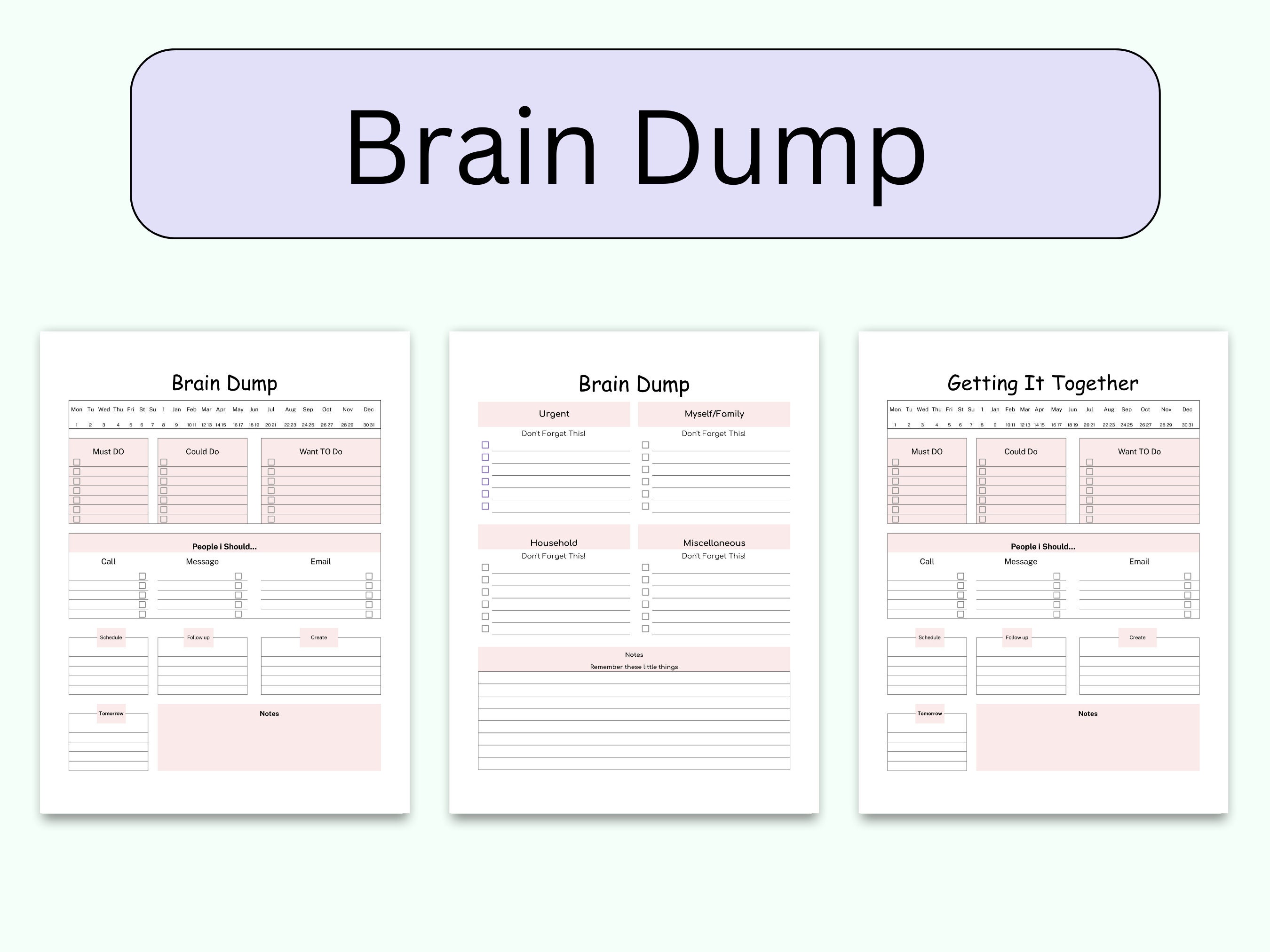 Brain Dump Template Printable, ADHD Brain Dump, Thoughts Organizer ...