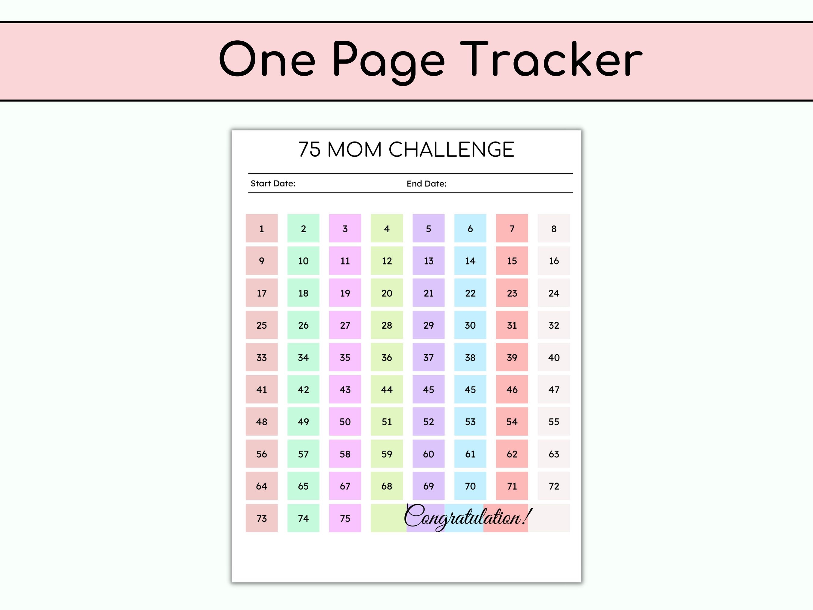 EDITABLE 75 Soft MOM Challenge Tracker Bundle, Daily 75 Soft Challenge ...
