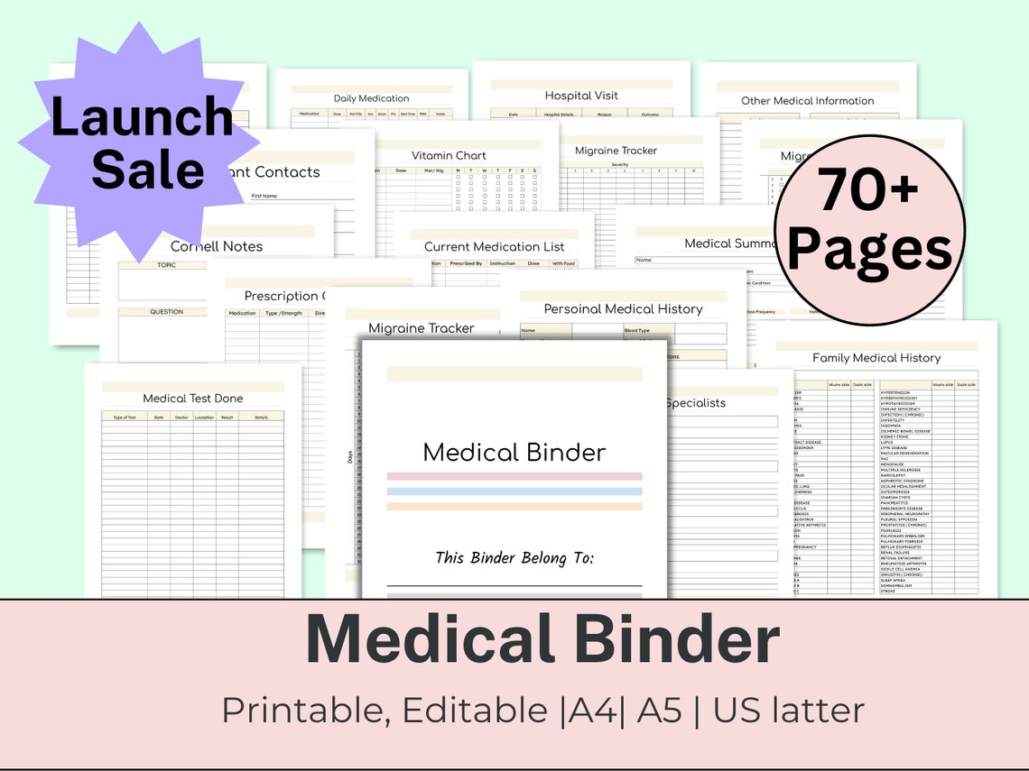 Medical Log, Medical Binder, Medical Planner Printable, Medical History ...