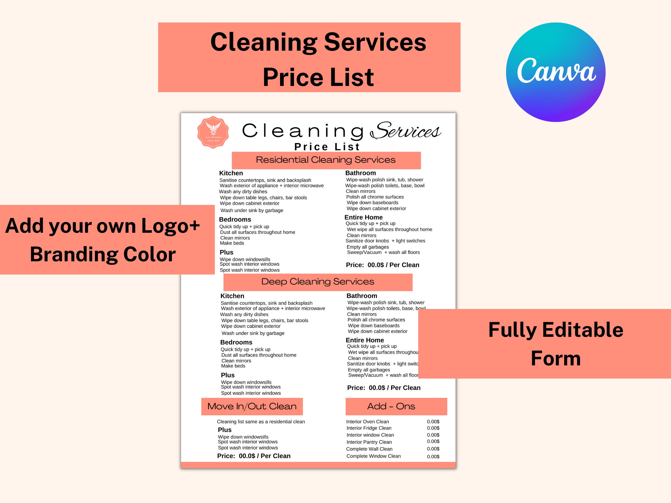 Cleaning Services Contract Bundle, Deep Cleaning Service Checklist ...
